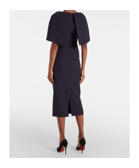SAFIYAA LONDON Asymmetrical Neckline Draped Midi Dress