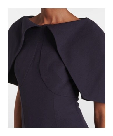 SAFIYAA LONDON Asymmetrical Neckline Draped Midi Dress