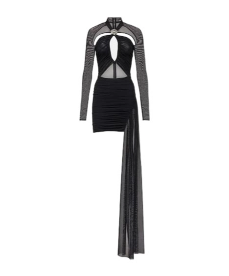 David Koma Asymmetric Cutout Jersey Minidress - Black