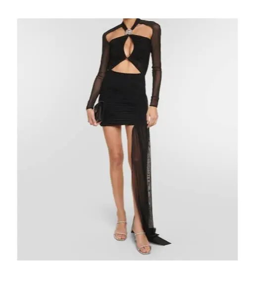 David Koma Asymmetrical Cutout Jersey Minidress