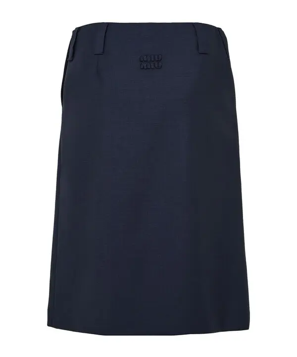 Miu Miu Logo Embroidered Midi Skirt