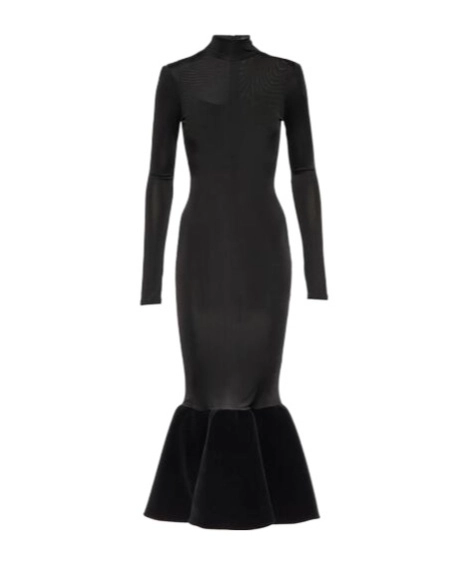 David Koma High Neck Flounced Jersey Midi Dress