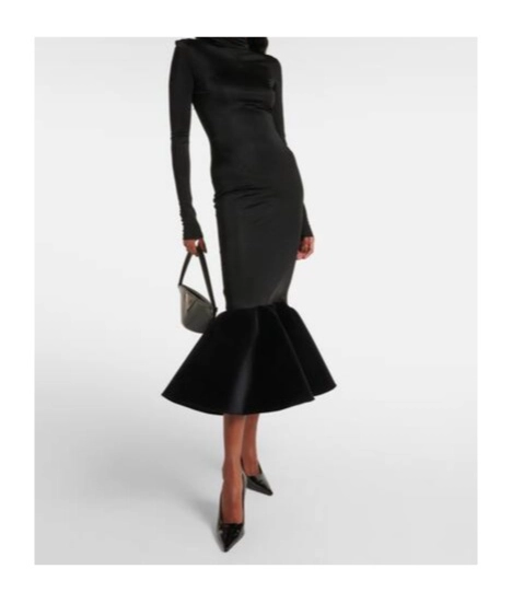 David Koma High Neck Flounced Jersey Midi Dress