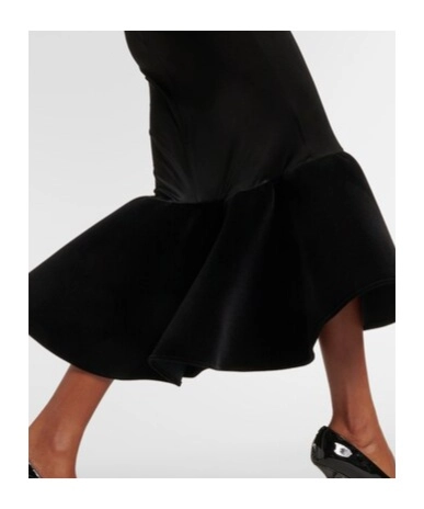 David Koma High Neck Flounced Jersey Midi Dress