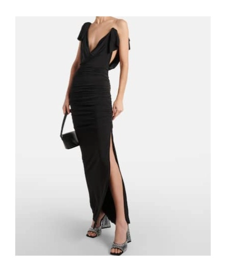 Attico Ruched Draped Jersey Gown