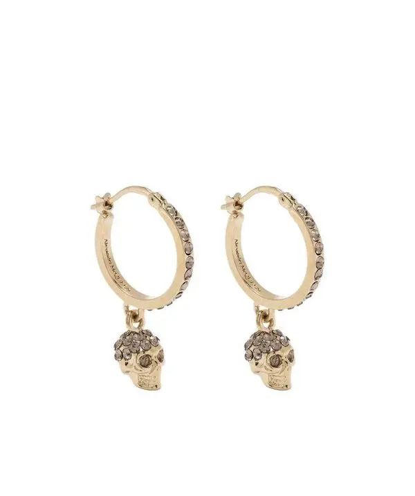 Alexander McQueen Skull Embellished Hoop Earrings - Yellow
