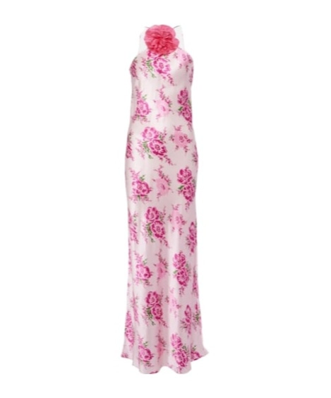 RODARTE Floral-appliqué Silk Maxi Dress - Pink