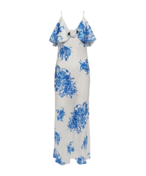 RODARTE Floral Silk Slip Dress - White