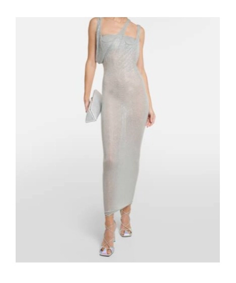 Attico Embellished Jersey Midi Dress