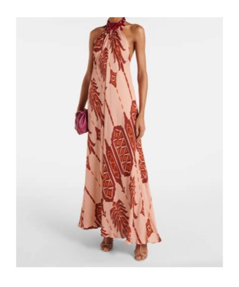 Johanna Ortiz Printed Halterneck Silk Gown