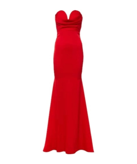 Alex Perry Gathered Strapless Satin Gown - Red