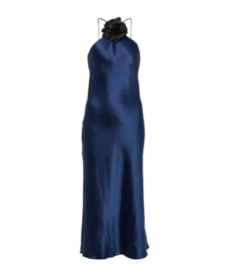 RODARTE Floral-appliqué Silk Midi Dress - Blue