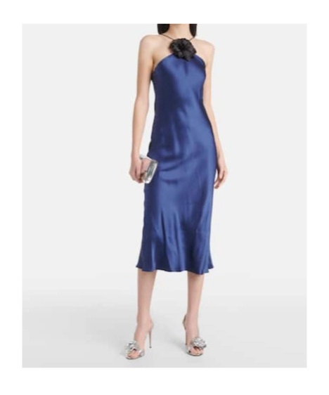 RODARTE Floral Appliqué Silk Midi Dress