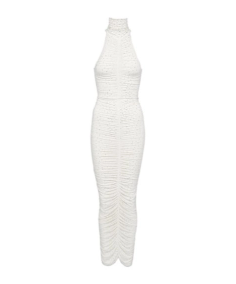 Alex Perry Crystal-embellished Ruched Maxi Dress - White