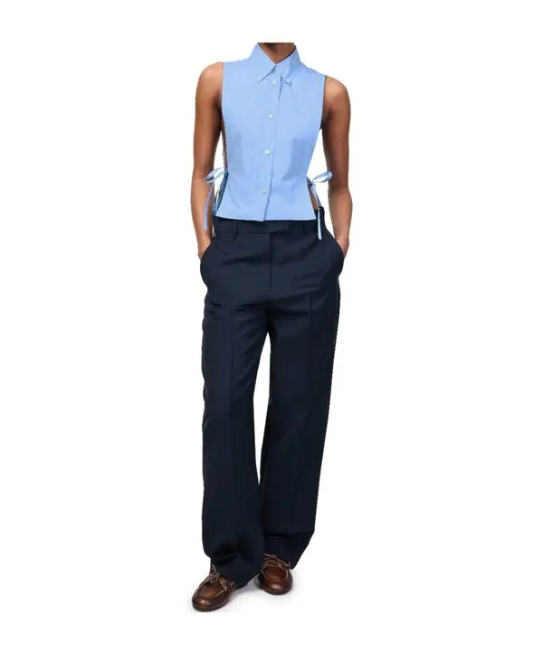 Miu Miu Logo Sleeveless Shirt - Blue
