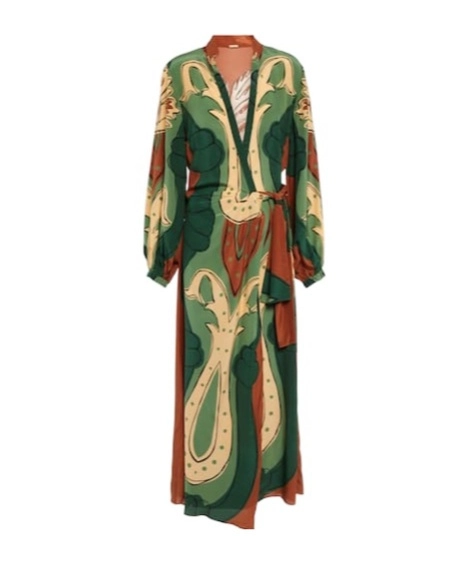 Johanna Ortiz Printed Maxi Wrap Dress - Green