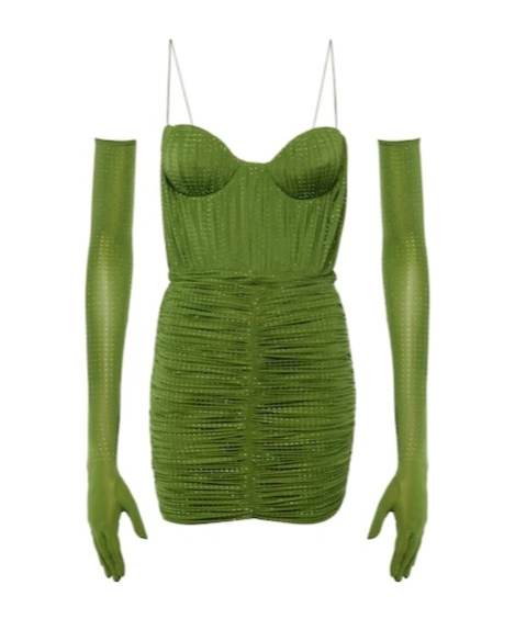 Alex Perry Embellished Ruched Jersey Minidress - Green