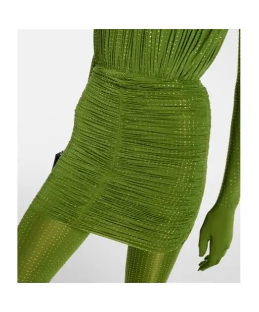 Alex Perry Embellished Ruched Jersey Minidress With Detachable Sleeves