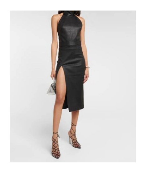 Stouls Lea Leather Midi Skirt