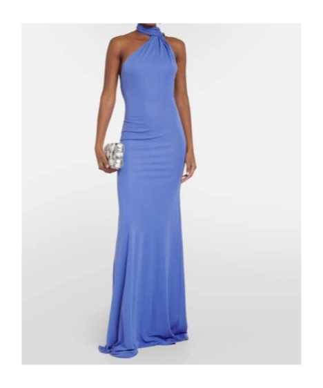 Alex Perry Scarf-detail Open-back Jersey Gown