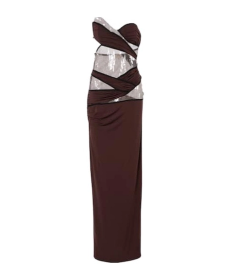 NENSI DOJAKA Sequined Draped Gown