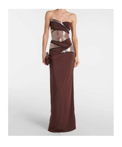 NENSI DOJAKA Sequined Draped Gown