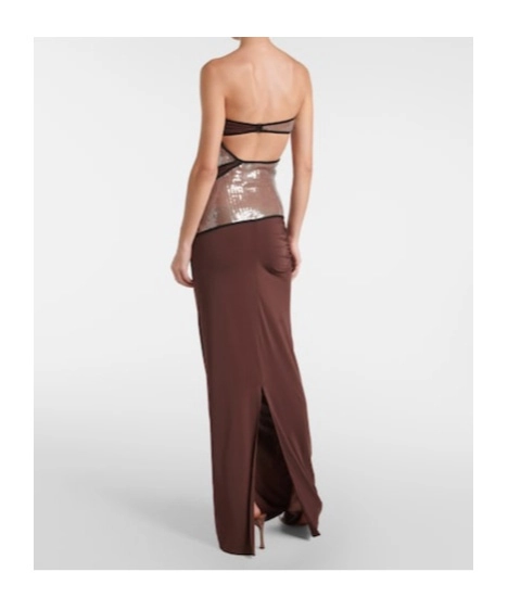 NENSI DOJAKA Sequined Draped Gown