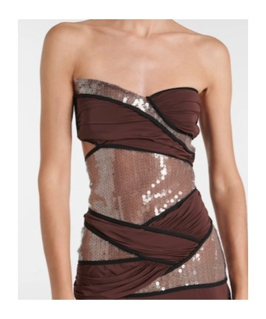 NENSI DOJAKA Sequined Draped Gown