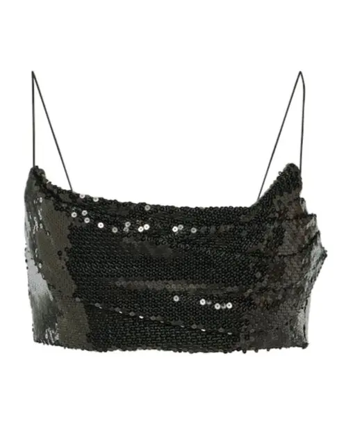 Alex Perry Sequined Crop Top - Black