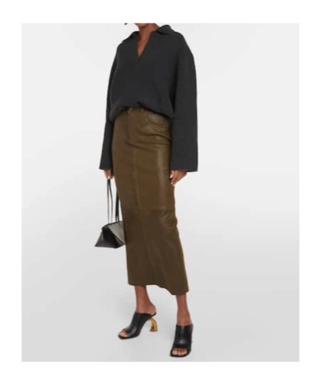 Stouls Beth Leather Midi Skirt