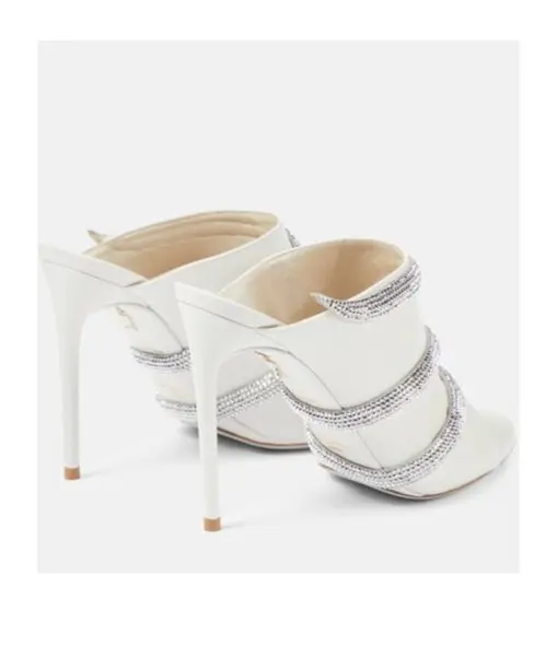 Rene Caovilla Sally Embellished Leather Mules