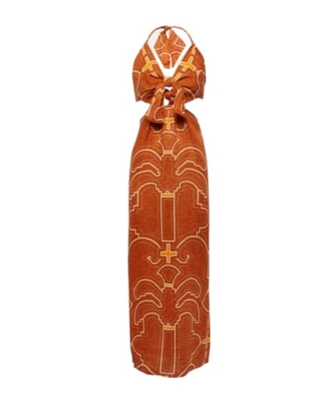 Johanna Ortiz Printed Cutout Linen Maxi Dress