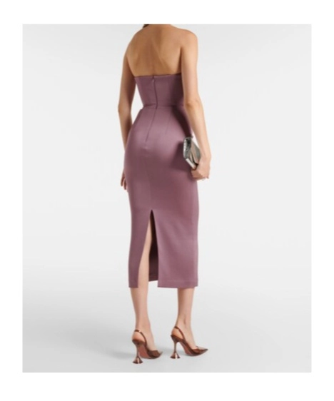 Alex Perry Strapless Gathered Satin Midi Dress