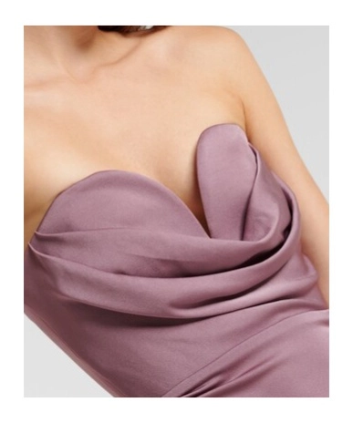 Alex Perry Strapless Gathered Satin Midi Dress