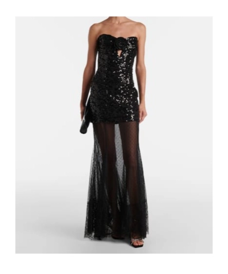 Rebecca Vallance Diana Sequined Mesh-trimmed Gown
