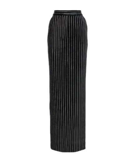 Alex Perry Column Embellished Pinstripe Velvet Maxi Skirt