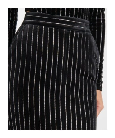 Alex Perry Column Embellished Pinstripe Velvet Maxi Skirt