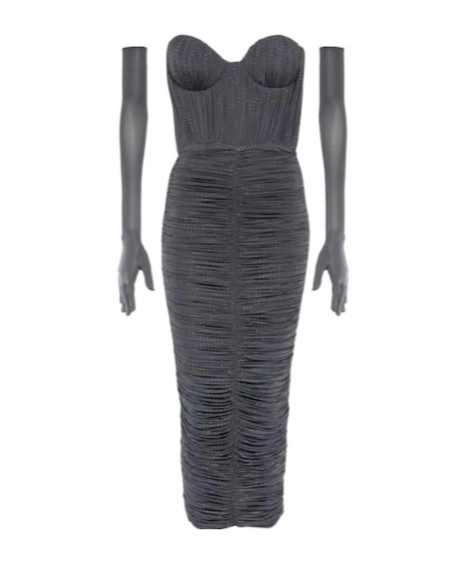 Alex Perry Crystal-embellished Ruched Jersey Midi Dress