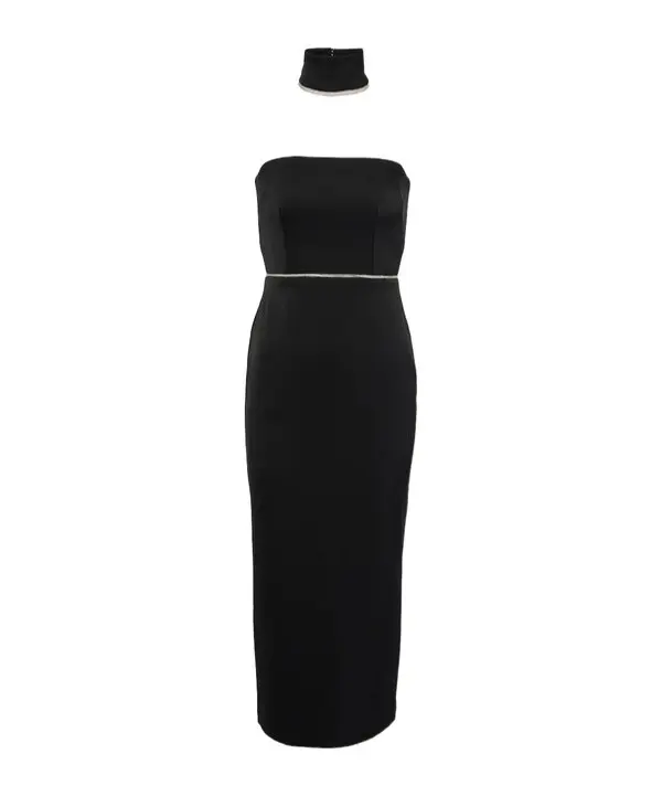 Alex Perry Crystal-embellished Satin Midi Dress