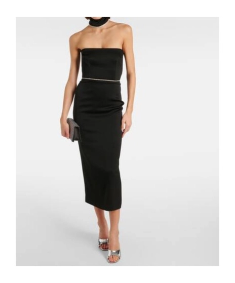 Alex Perry Crystal-embellished Satin Midi Dress