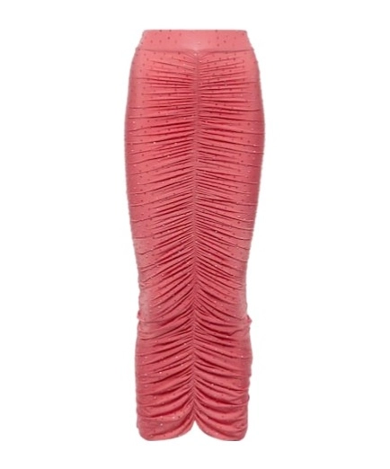 Alex Perry Embellished Ruched Jersey Maxi Skirt - Red