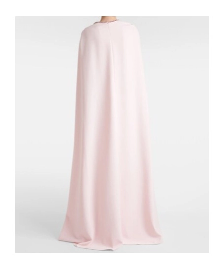 SAFIYAA LONDON Mattia Caped Embellished Crêpe Gown