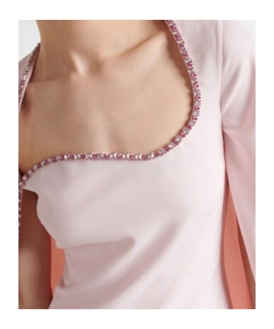 SAFIYAA LONDON Mattia Caped Embellished Crêpe Gown