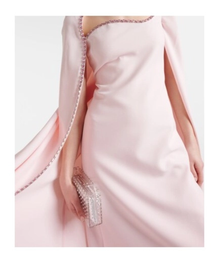 SAFIYAA LONDON Mattia Caped Embellished Crêpe Gown