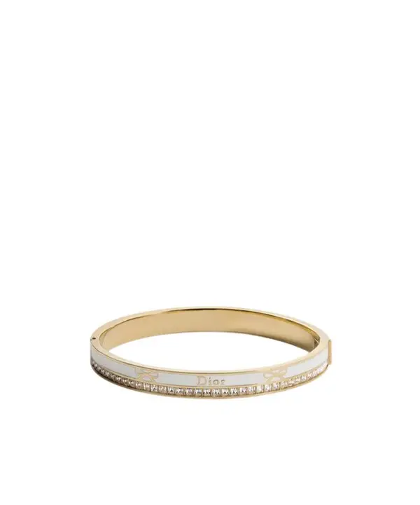 Dior Night Code Bangle Bracelet With Crystals And Bow Motif - Yellow