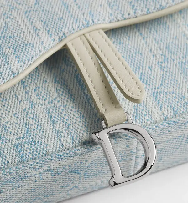 Dior Medium Saddle Pouch With Chain - Sky-blue