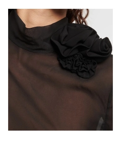 Magda Butrym Floral-appliqué Sheer Silk Blouse