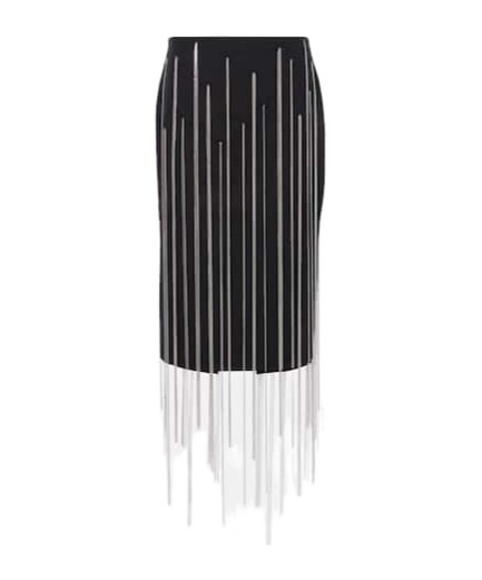 Victoria Beckham Chain-detail Midi Skirt - Black