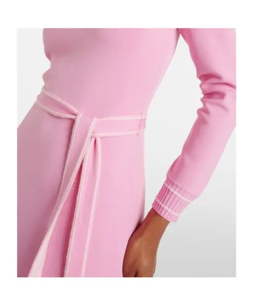Monique Lhuillier Belted Knitted Midi Dress