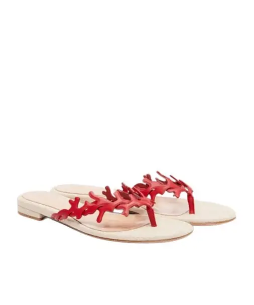 GIANVITO ROSSI Canvas And Leather Thong Sandals - Red